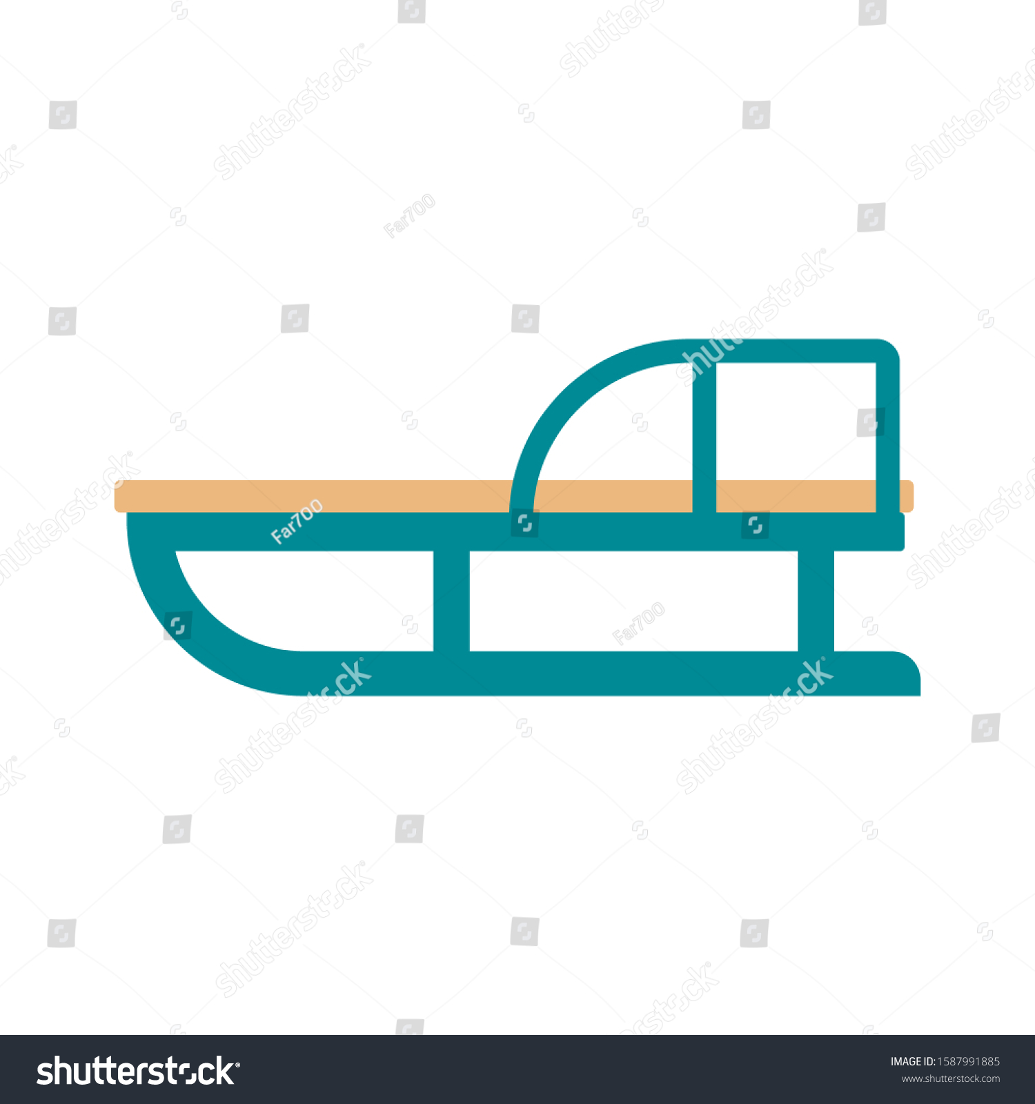 Sled Icon Vector Drawing Side View Stock Vector (Royalty Free) 1587991885