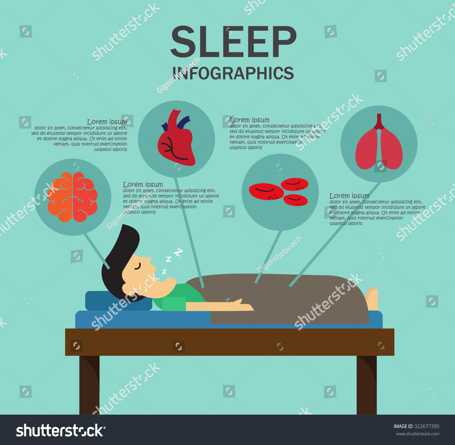 Sleep Infographics Vector Illustration: vector de stock (libre de ...