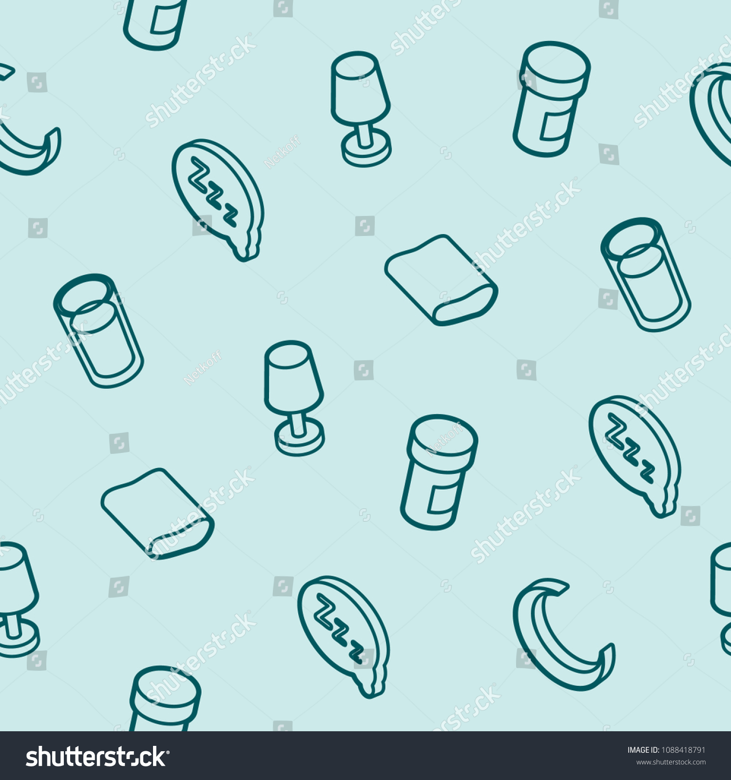 Sleep Outline Isometric Pattern Stock Vector (Royalty Free) 1088418791