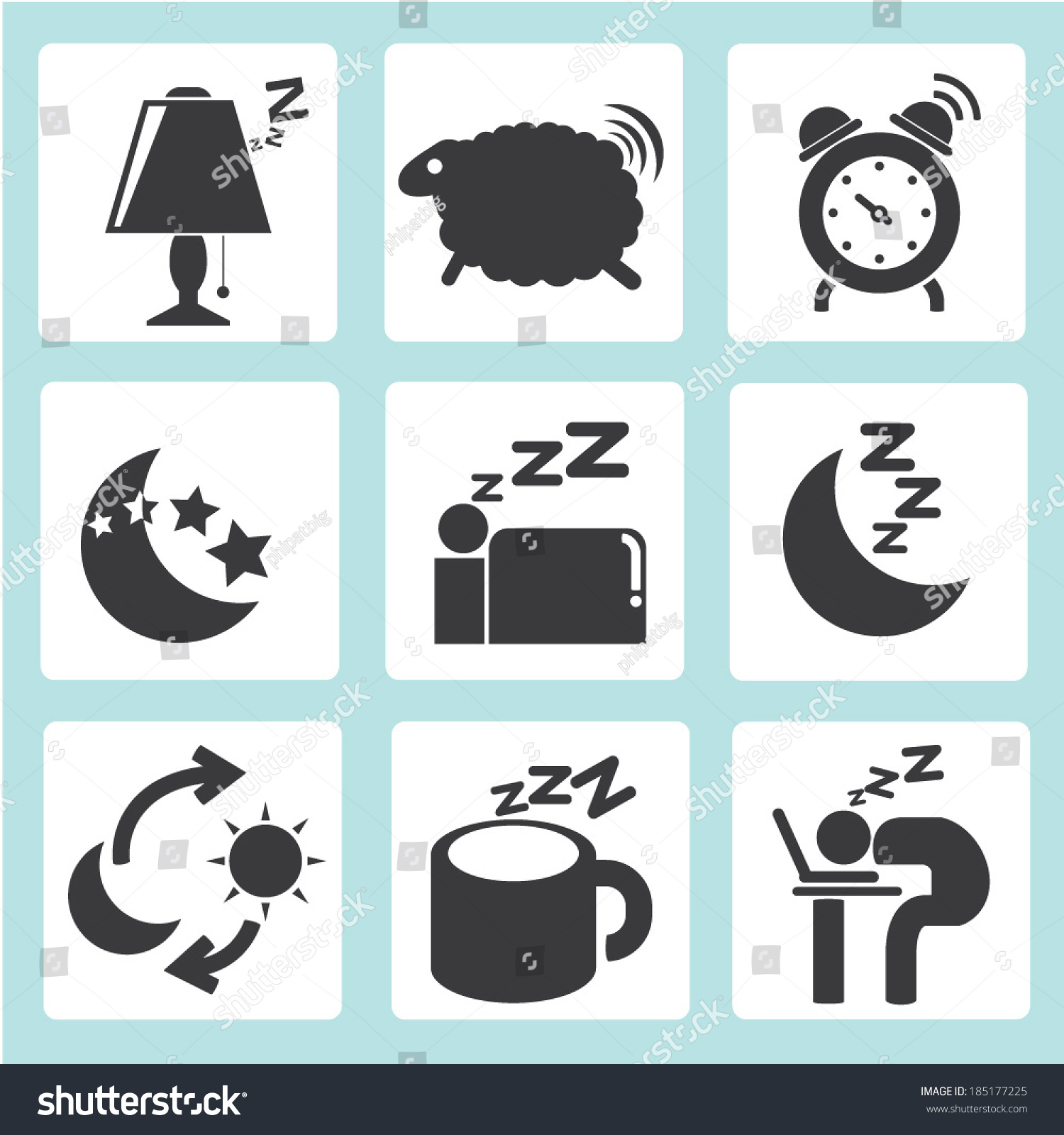 Sleep Time Icons Set Stock Vector (Royalty Free) 185177225 - Shutterstock
