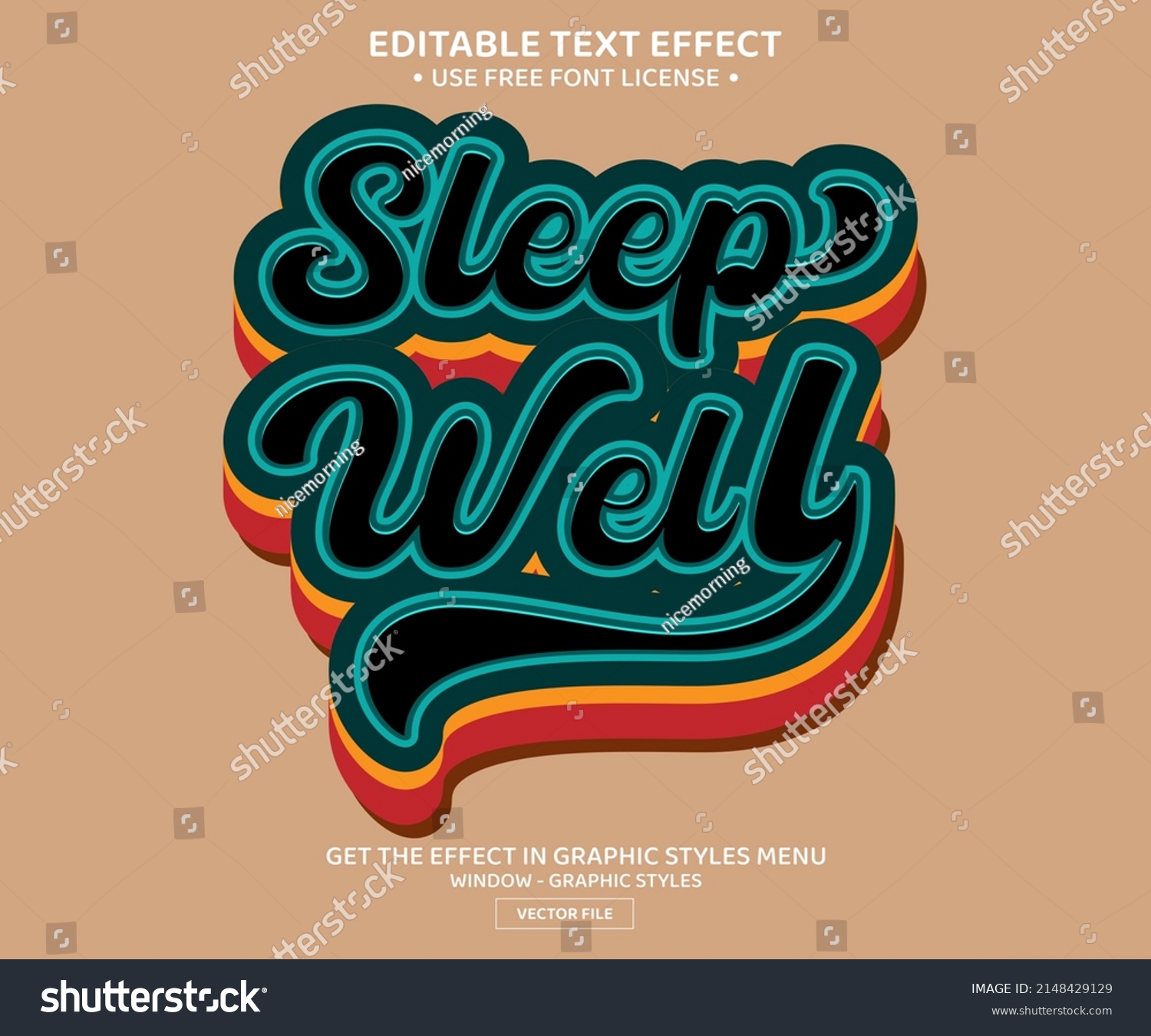 Sleep Well 3d Editable Text Effect Stock Vector (Royalty Free ...