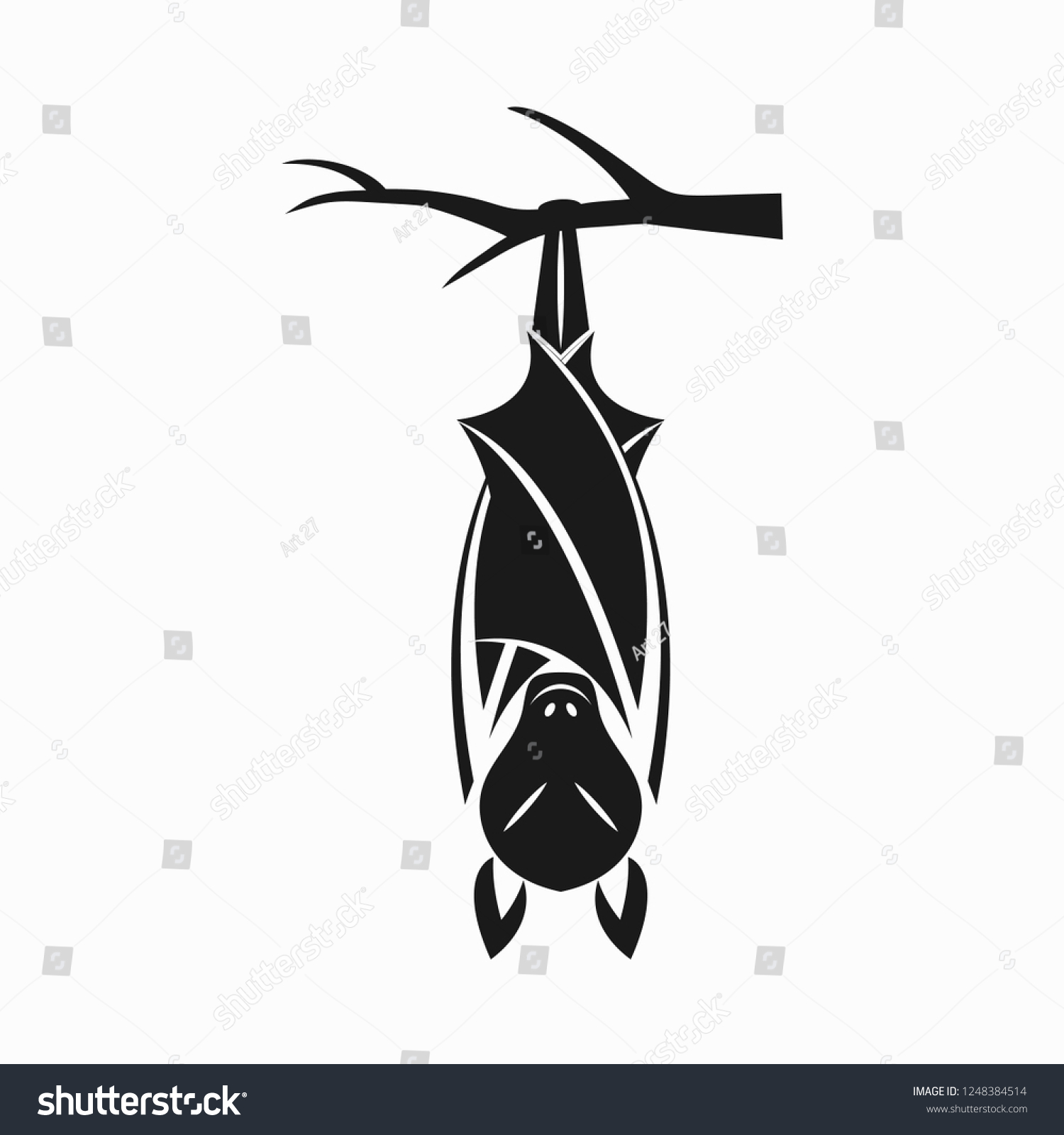 Sleeping Bat Vector Illustration Stock Vector (Royalty Free) 1248384514