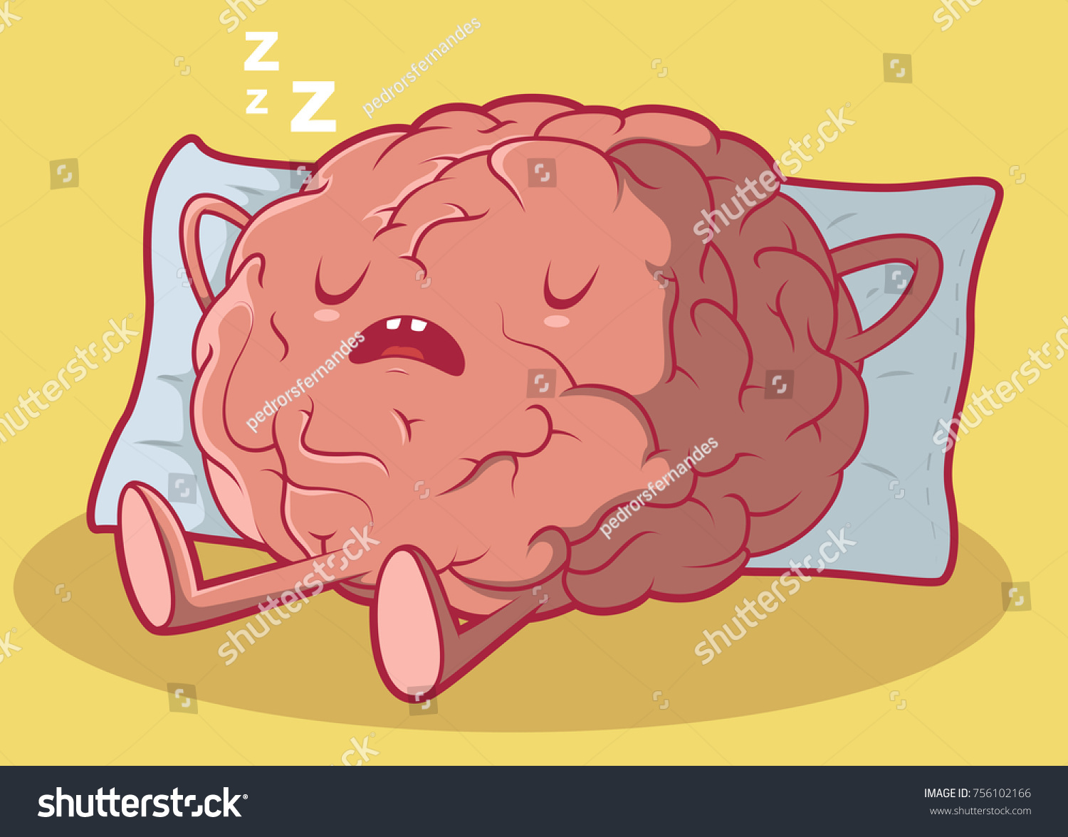 Sleeping Brain Vector Illustration Meditating Design Stock Vector ...