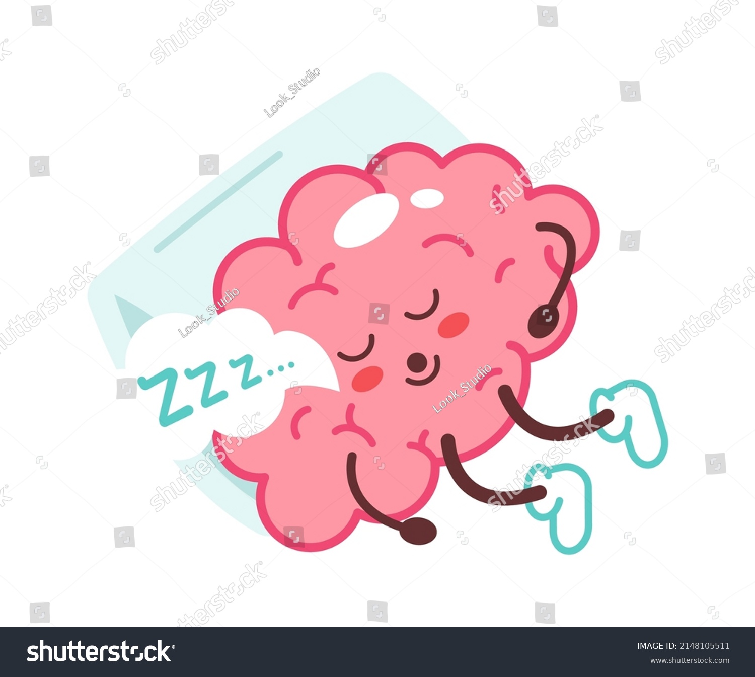 Sleeping Cartoon Brain Vector Illustration Stock Vector (Royalty Free ...