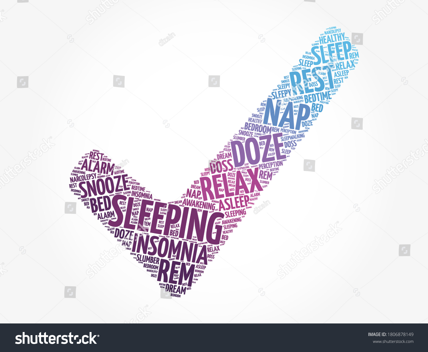 Sleeping Check Mark Word Cloud Collage Stock Vector (Royalty Free ...