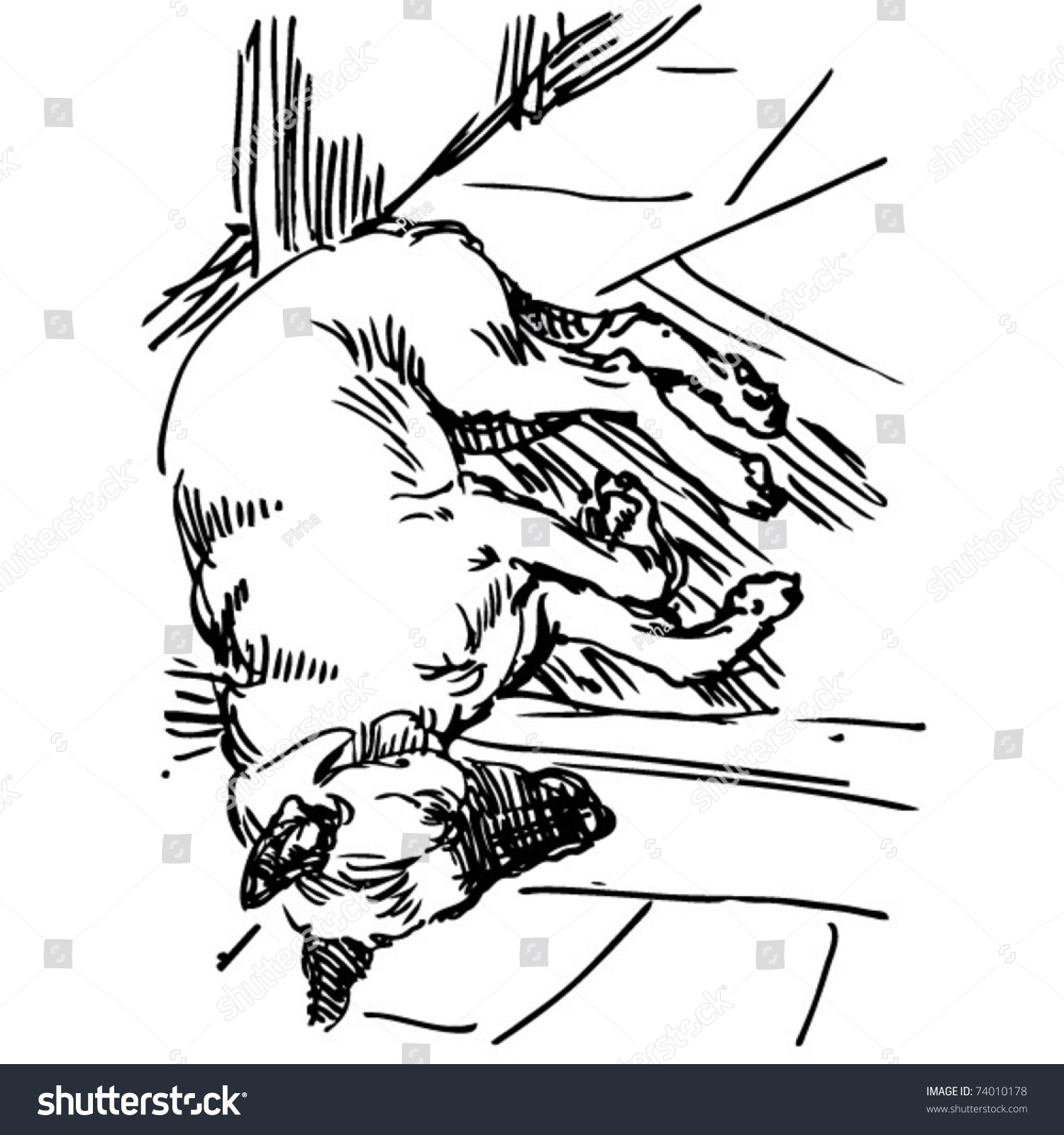 Sleeping Dog Drawing Stock Vector (Royalty Free) 74010178