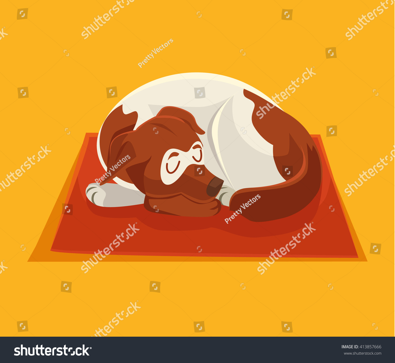 Sleeping Dog Vector Flat Cartoon Illustration 库存矢量图（免版税）413857666 ...