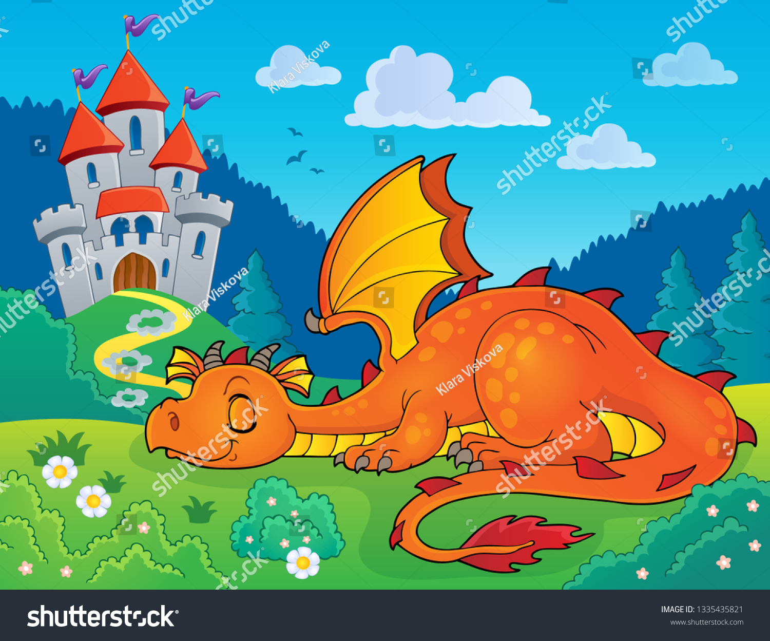 Sleeping Dragon Theme Image 2 Eps10 Stock Vector (Royalty Free ...