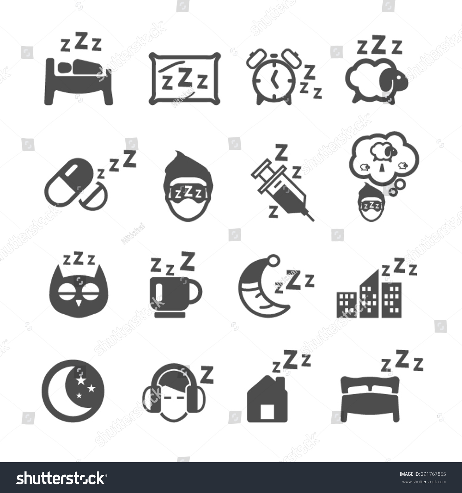 Sleeping Icons Set Vector Stock Vector (Royalty Free) 291767855