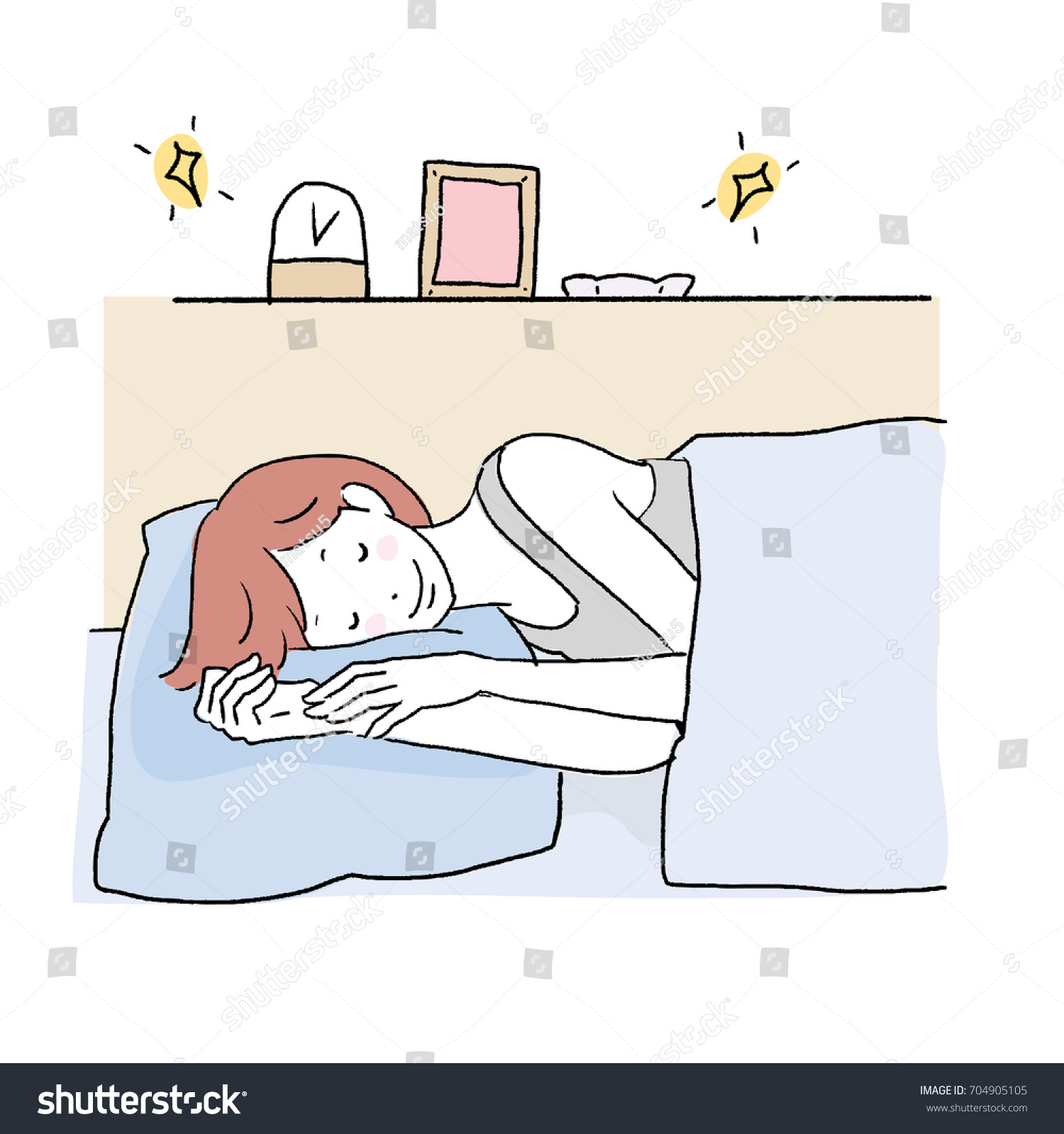 Sleeping Lady Illustration Stock Vector (Royalty Free) 704905105
