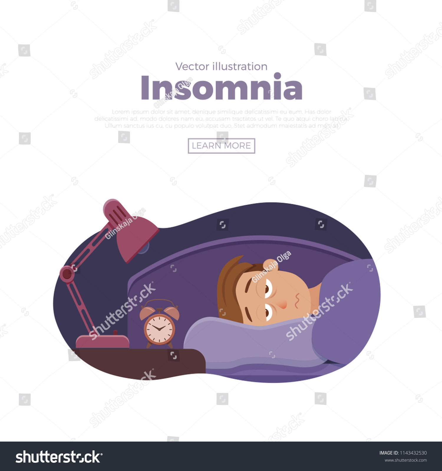 Sleepless Man Face Cartoon Character Suffers Stock Vector Royalty Free