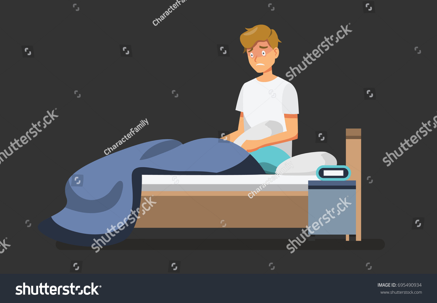 Sleepless Man Vector Illustration Stock Vector (Royalty Free) 695490934