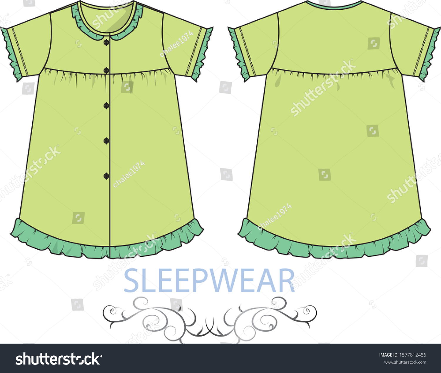 Sleepwear Vector Lady Template Pattern: vector de stock (libre de ...