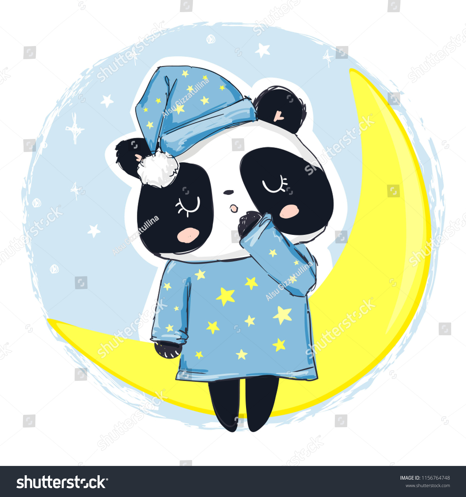 Sleepy Panda Bear Vector Illustration Stock Vector (Royalty Free ...