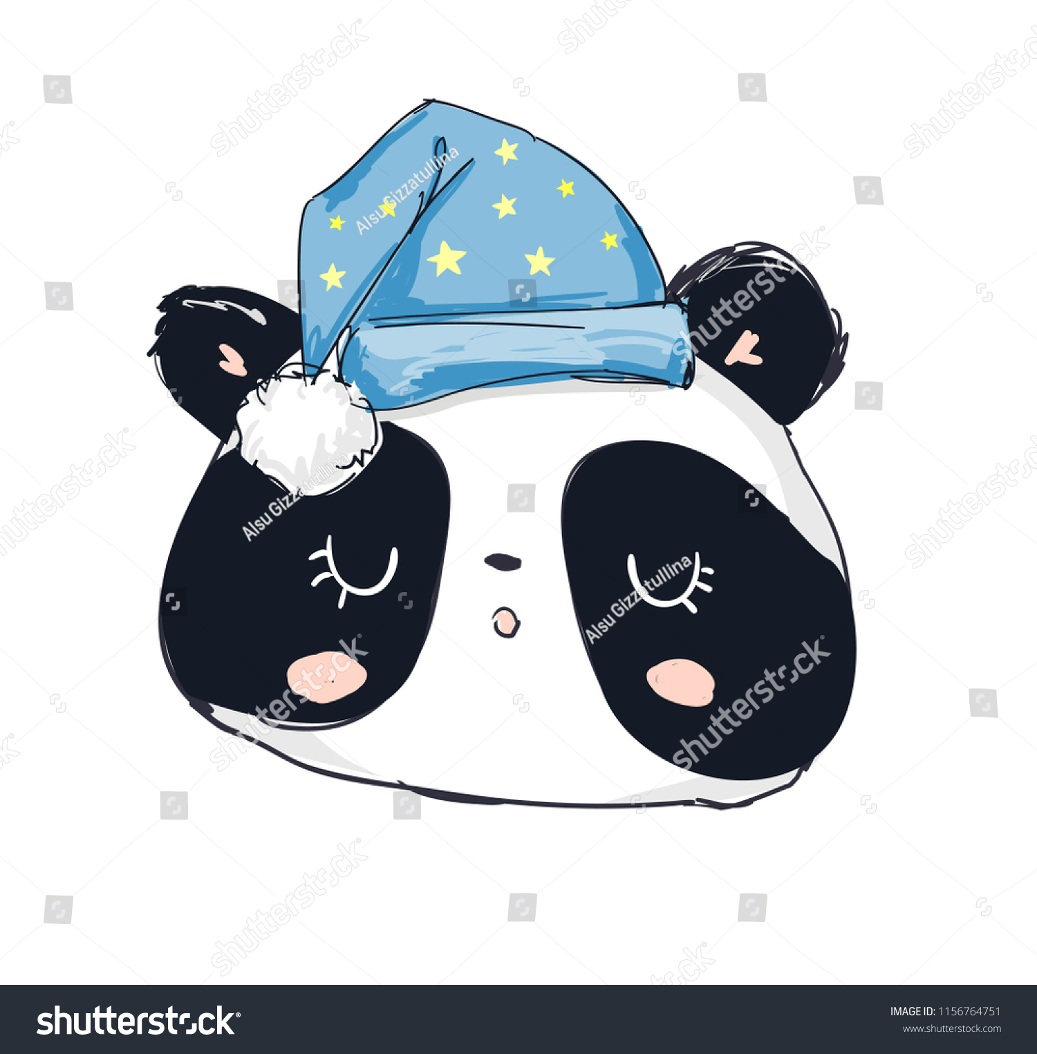 Sleepy Panda Bear Vector Illustration Stock Vector (Royalty Free ...