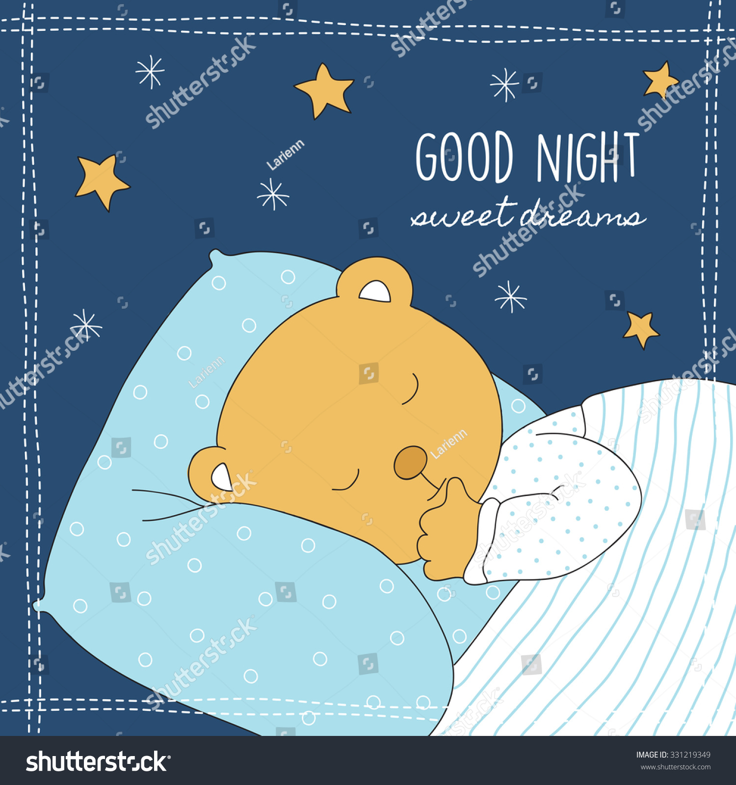 Sleepy Time Bear Teddy Vector Illustration Stock Vector (Royalty Free ...