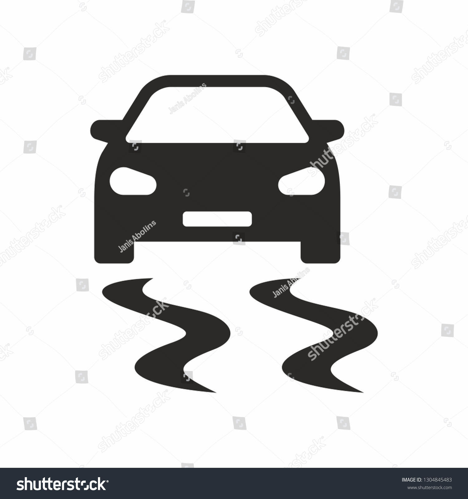 Slippery Road Icon Stock Vector (Royalty Free) 1304845483