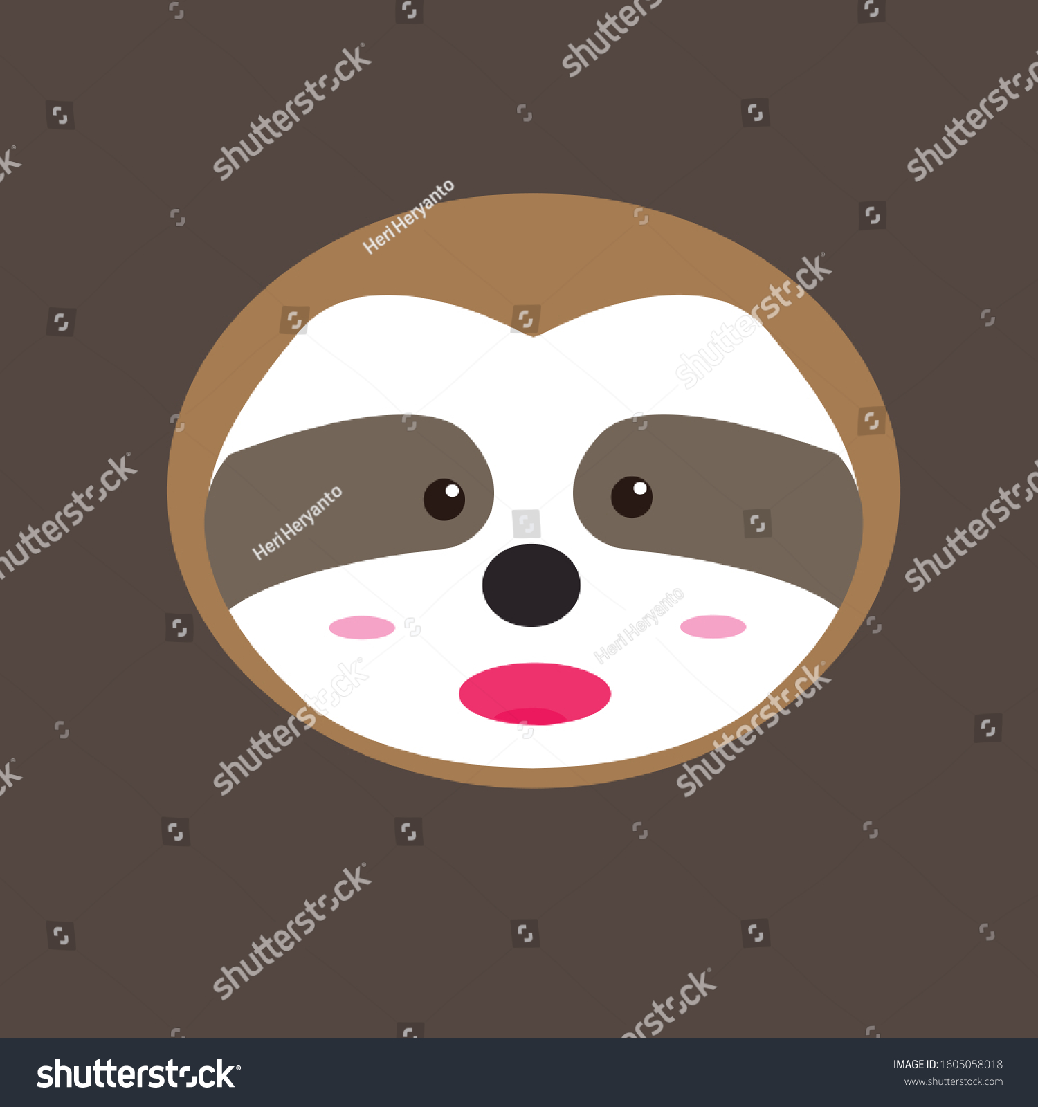 Sloth Face Vector Design Sloth Head Stock Vector (Royalty Free) 1605058018