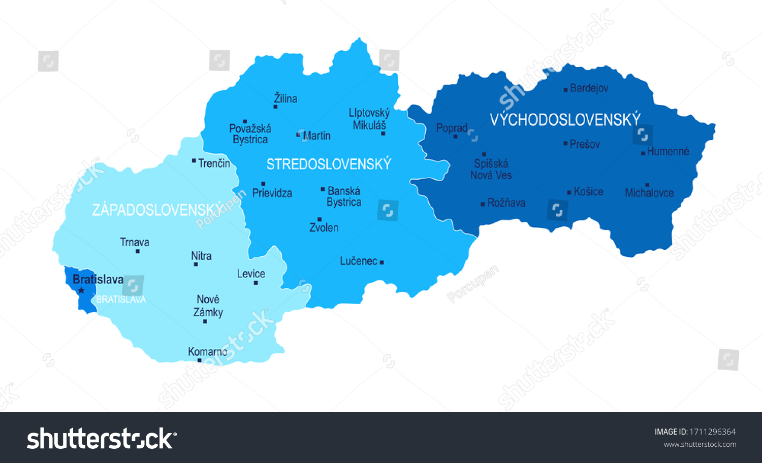 Slovakia Map Cities Regions Vector Illustration Stok Vektör (Telifsiz ...