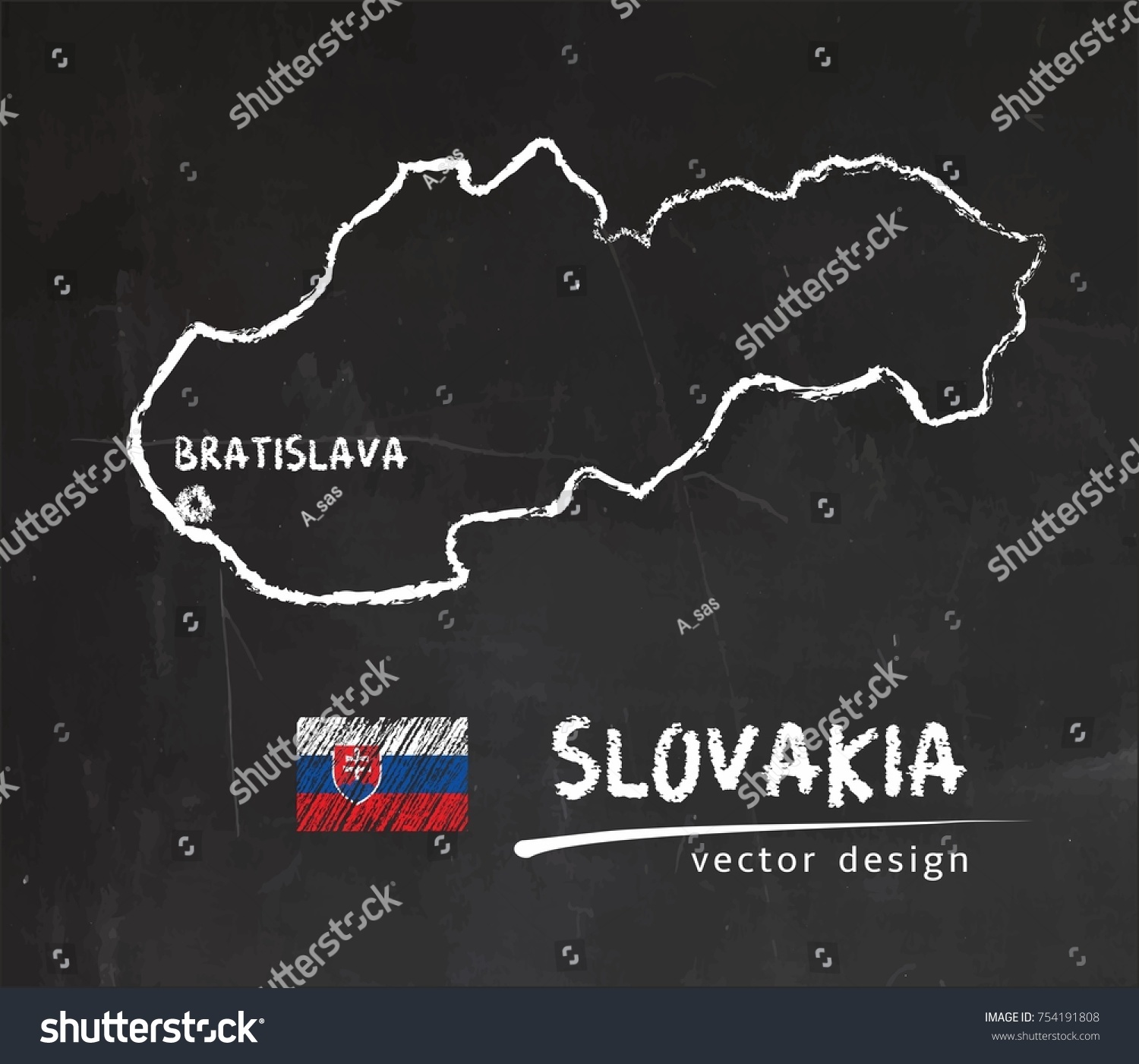 Slovakia Map Vector Drawing On Blackboard Stock Vector (Royalty Free ...