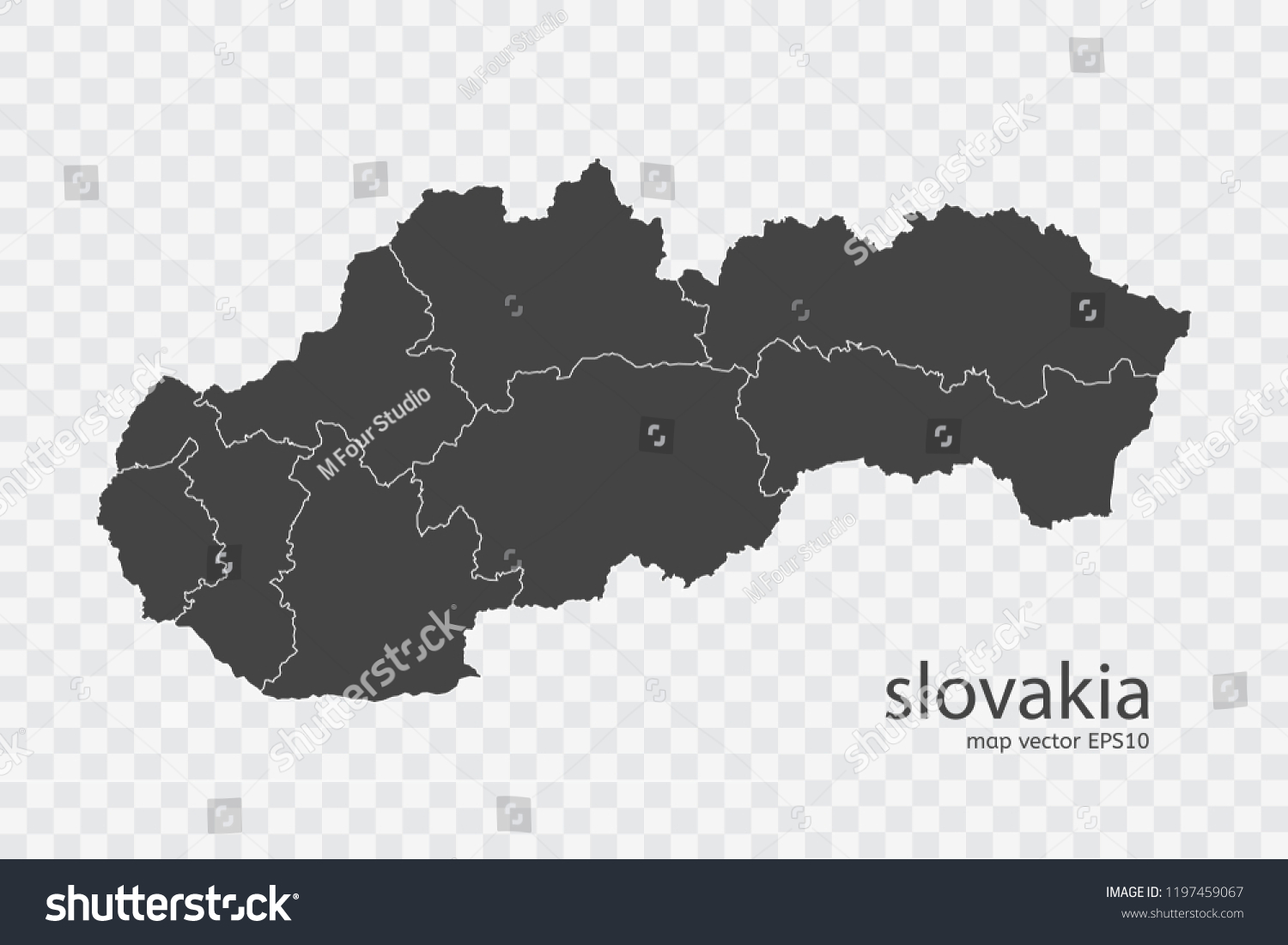 Slovakia Map Vector Isolated On Transparent Stock Vector (Royalty Free ...