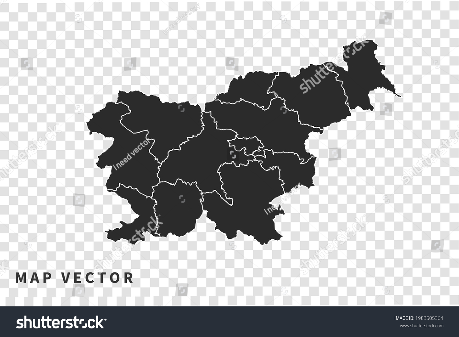 Slovenia Map Vector Isolated On Transparent Stock Vector (Royalty Free ...