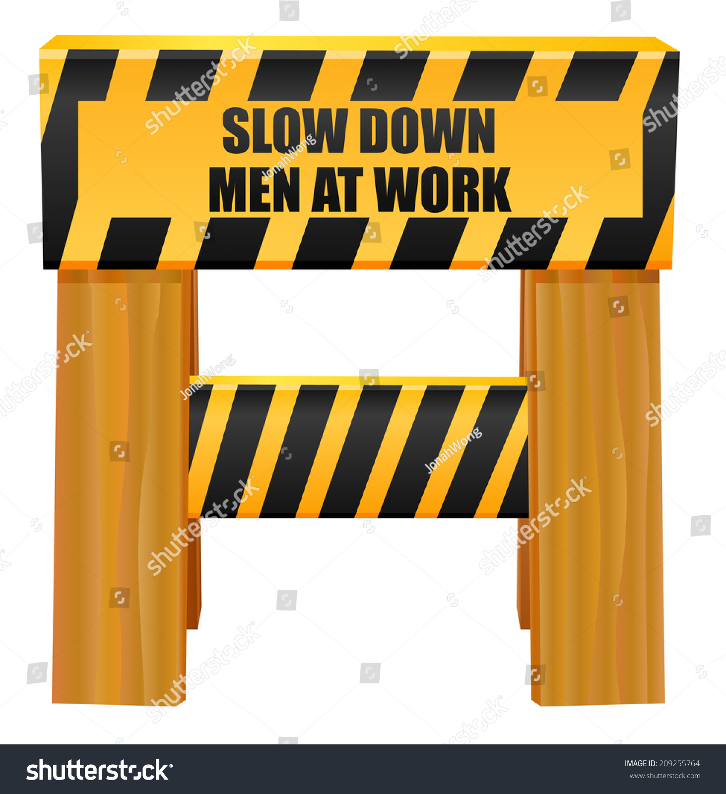 Slow Down Men At Work Sign Vector - 209255764 : Shutterstock