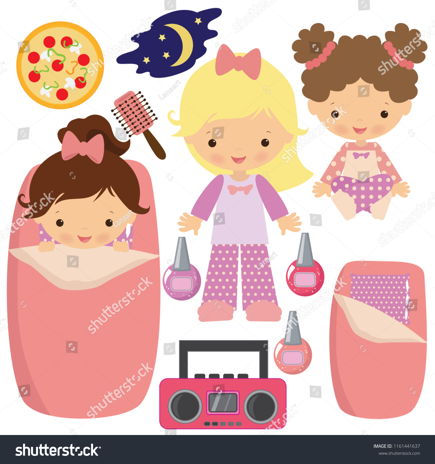Slumber Party Vector Cartoon Illustration Stock Vector Royalty Free