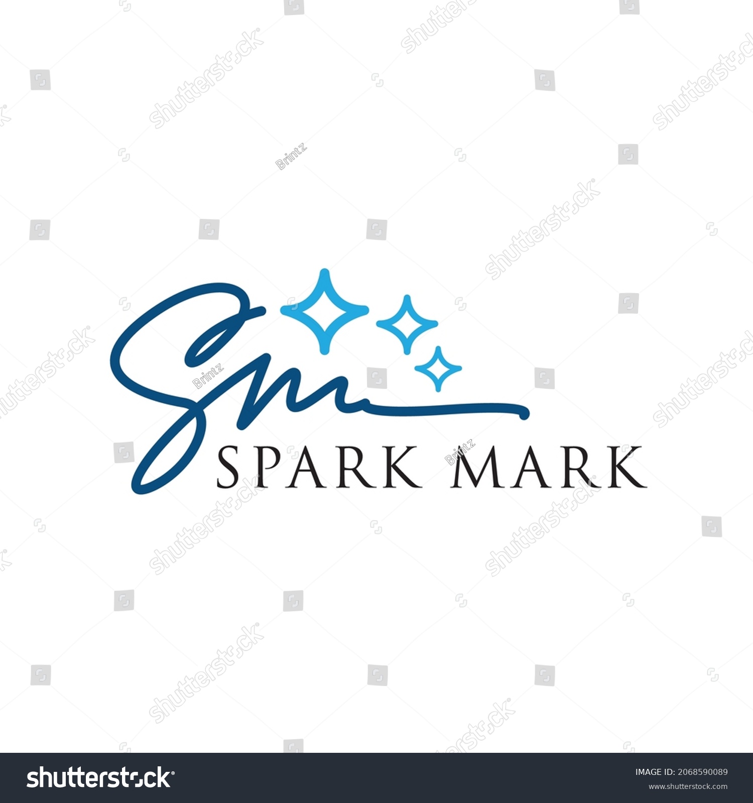 Sm Initial Logo Script Sparks Symbol Stock Vector (Royalty Free ...