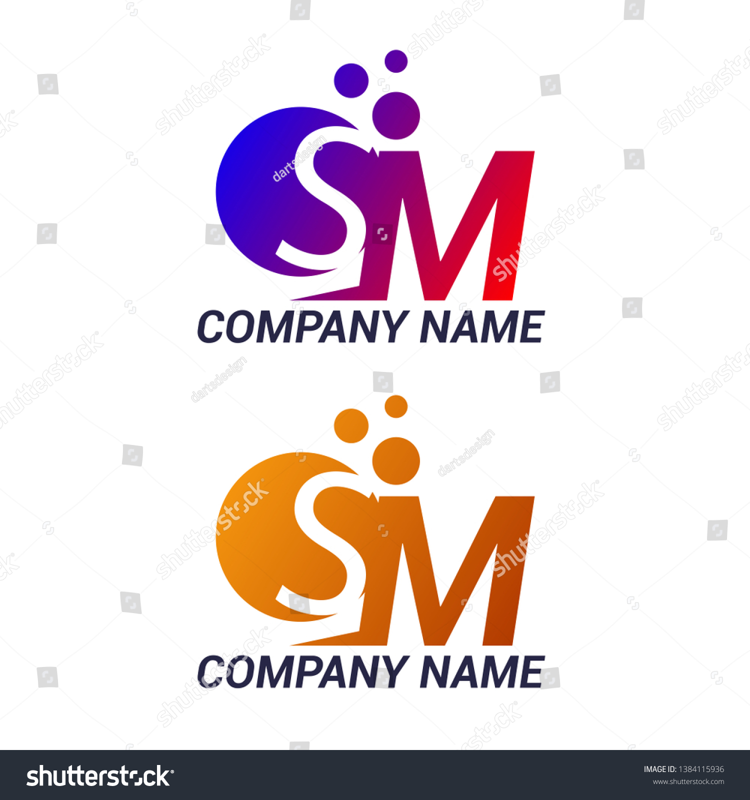 Sm Logo Design Color Gradient Stock Vector (Royalty Free) 1384115936