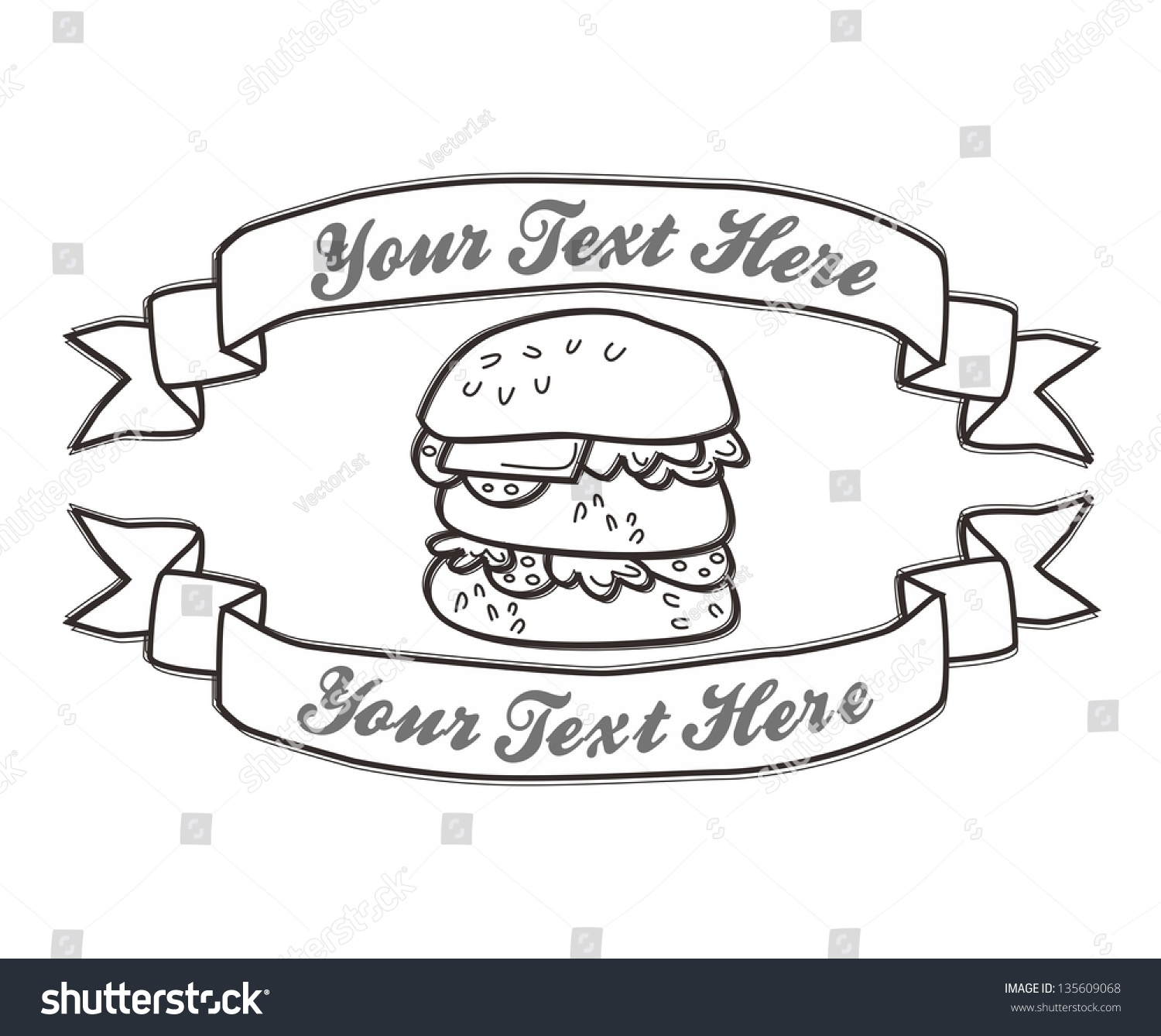 Small Burger Hand Draw Outline Stock Vector 135609068 - Shutterstock