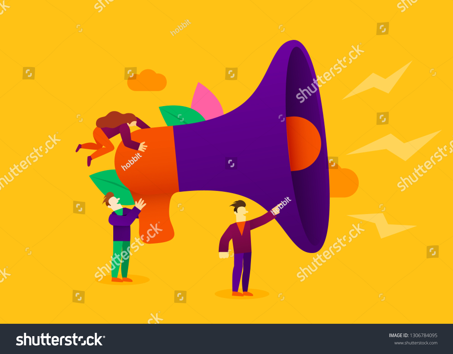 Small Cartoon People Megaphone Announcement Information: vector de ... Small Cartoon People Megaphone Announcement Information: vector de ...