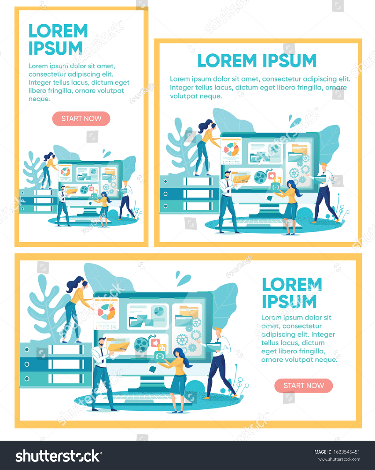 Small People Creating Icons Different Functions: vector de stock (libre ...