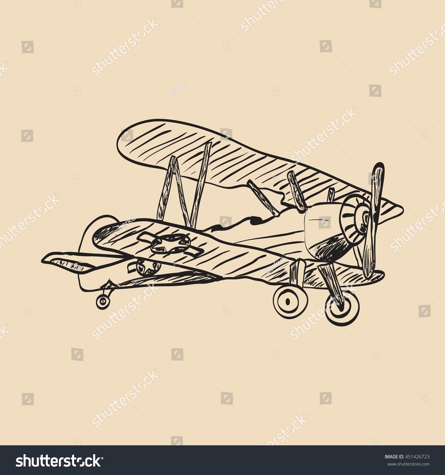 Small Plane Vector Drawing Isolated On: vector de stock (libre de ...