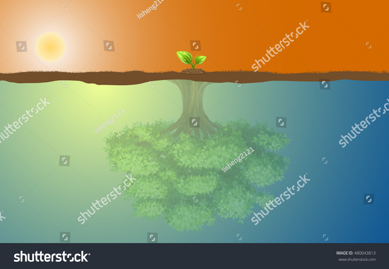 Small Tree Big Tree Concept Stock Vector (Royalty Free) 480043813