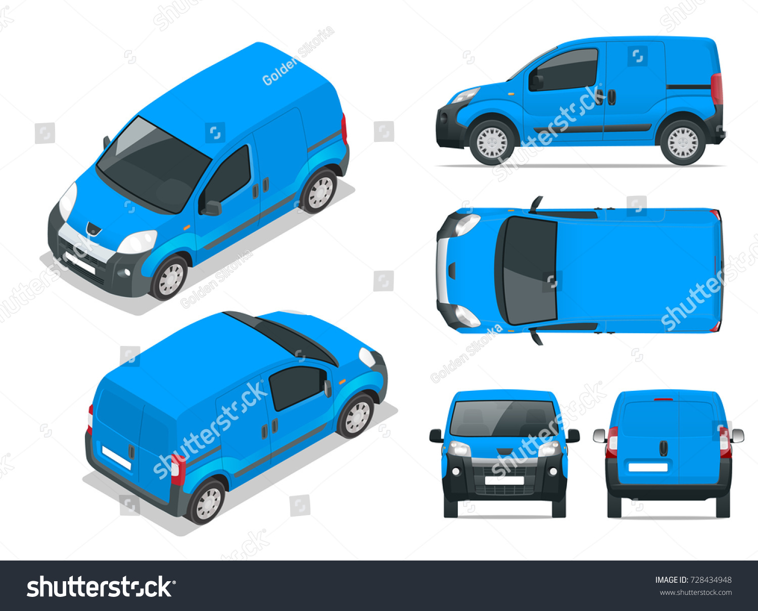 Small Van Car Isolated Vehicle Template Stock Vector Royalty Free 728434948 Shutterstock
