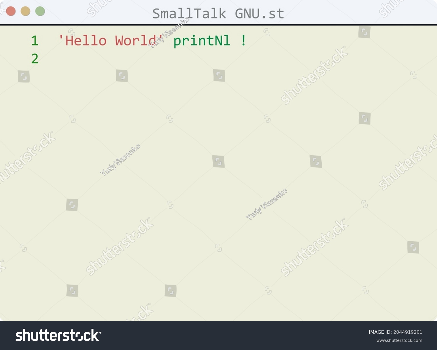 Smalltalk Gnu Language Hello World Program Stock Vector (Royalty Free ... Smalltalk Gnu Language Hello World Program Stock Vector (Royalty Free ...