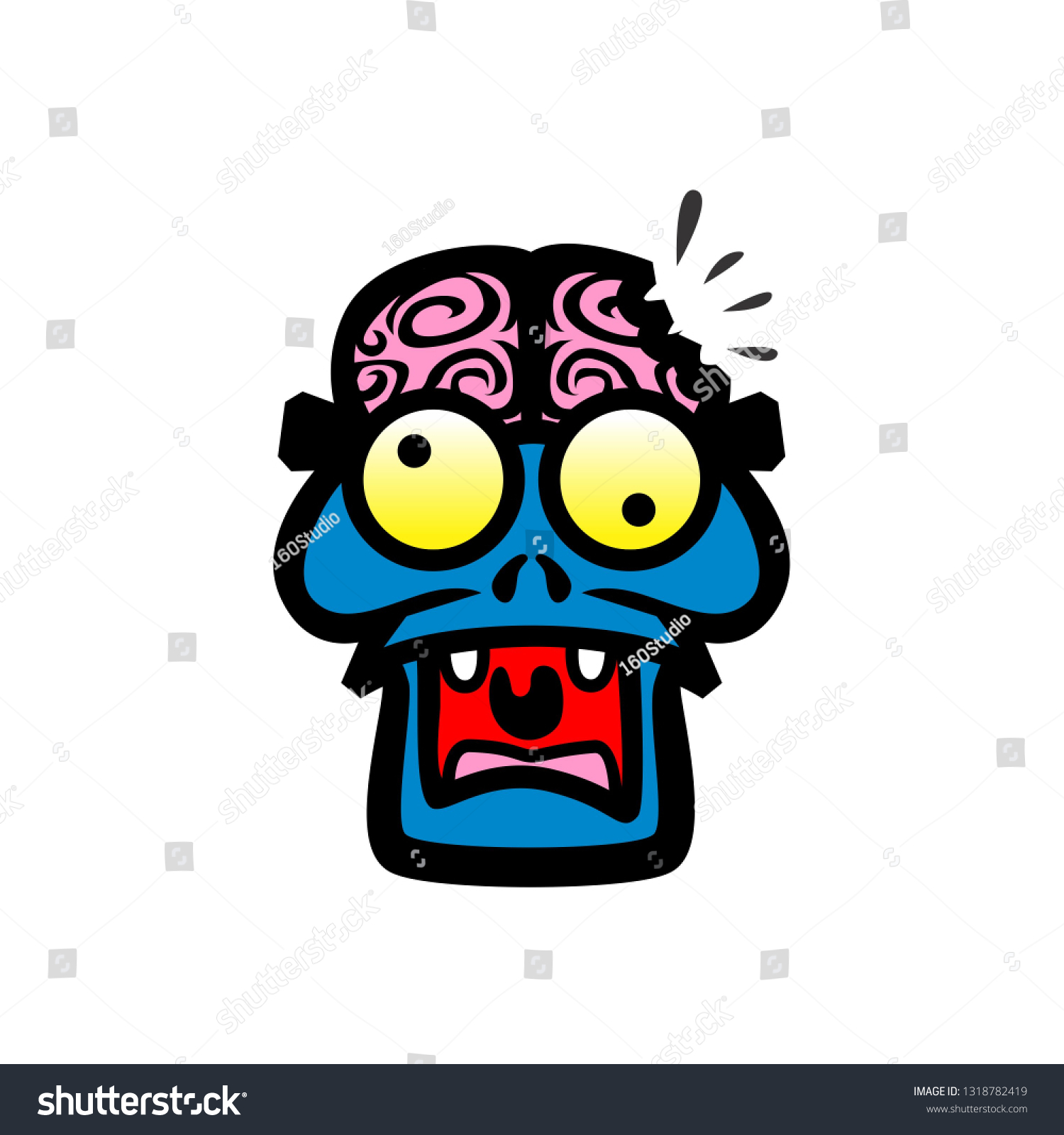 Smart Brain Zombie Logo: vector de stock (libre de regalías) 1318782419 ...