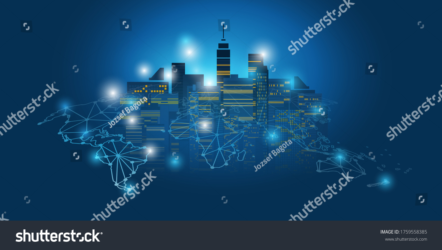 Smart City Cloud Computing Design Concept Stock Vector (Royalty Free ...