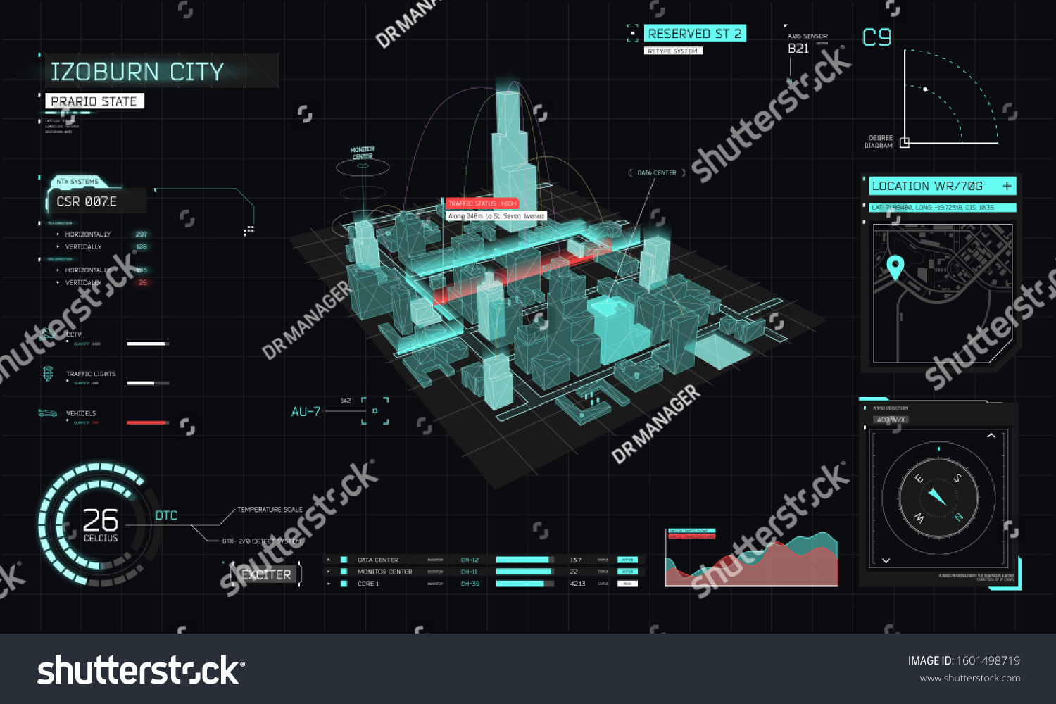 Smart City Command Ui Interface Vector Stock Vector (Royalty Free ...