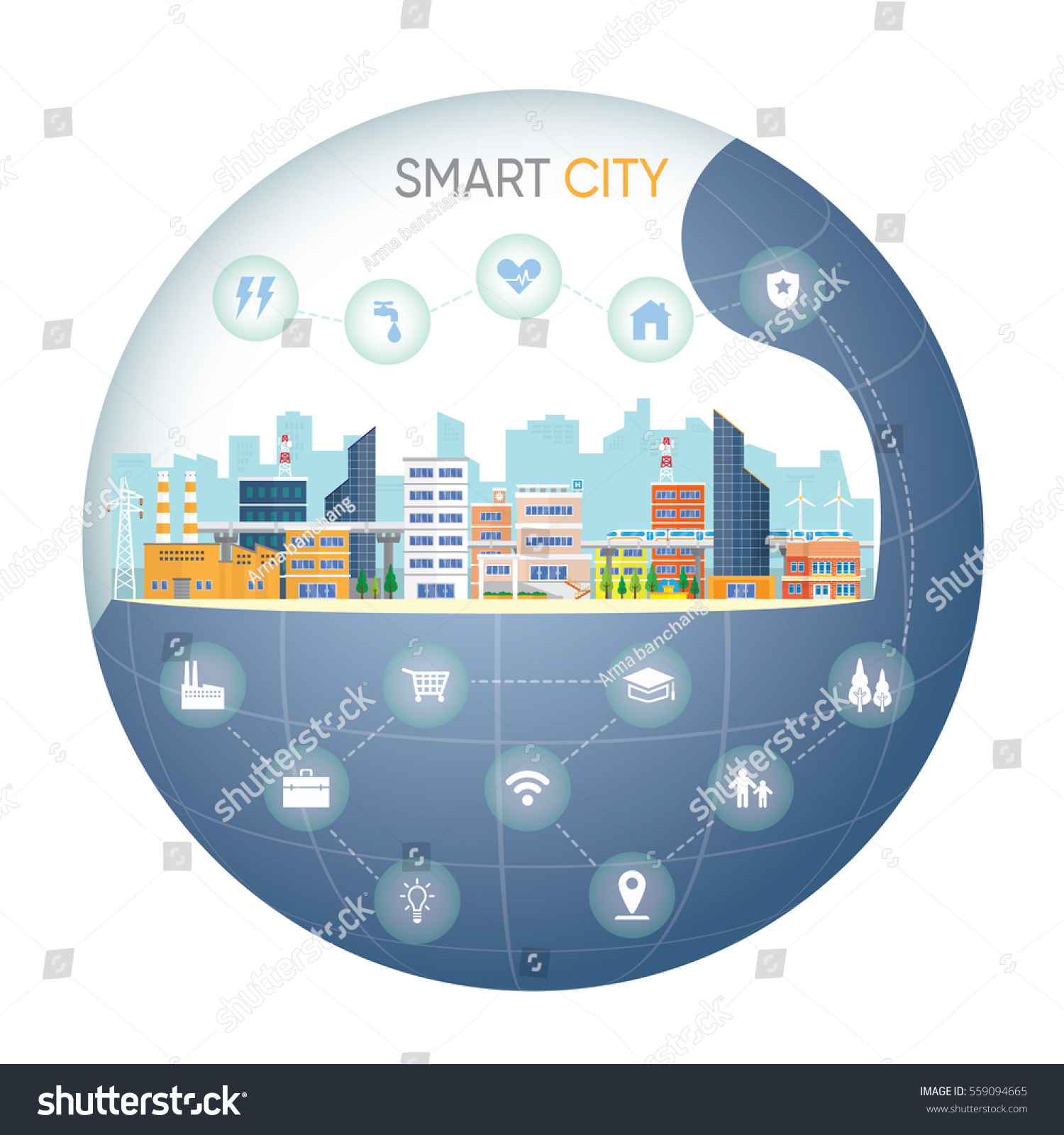 Smart City World Map Graphic Stock Vector (Royalty Free) 559094665 ...