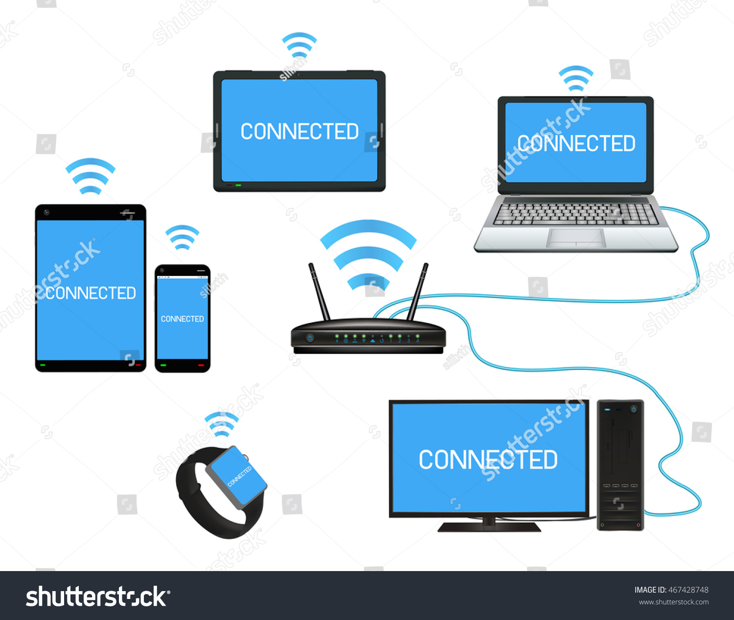 Smart Device Computer Connect Router Stock Vector (Royalty Free ...
