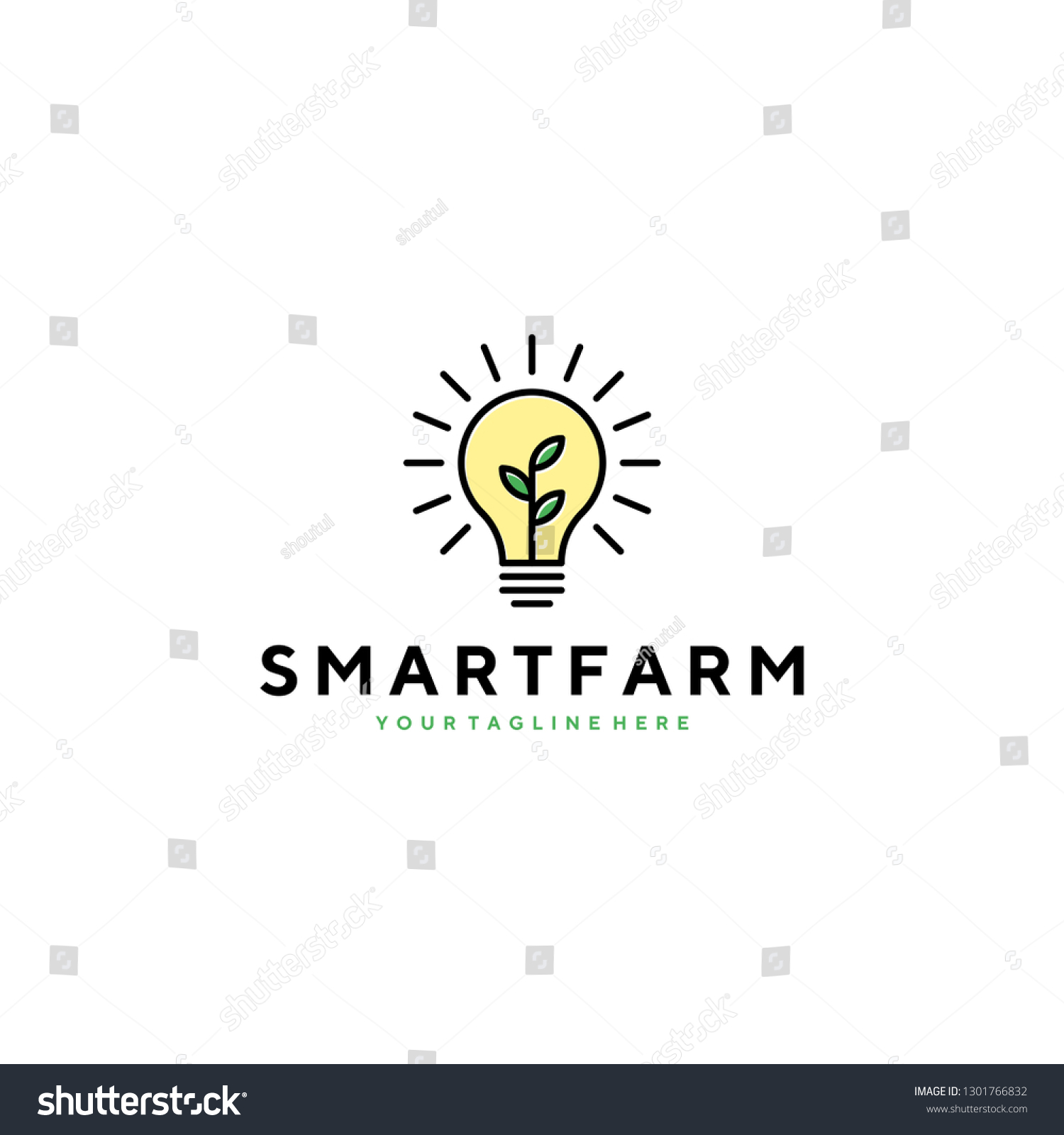 Smart Farm Logo Bulb Colored: เวกเตอร์สต็อก (ปลอดค่าลิขสิทธิ์) 1301766832