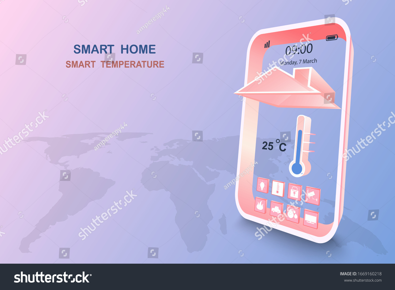 Smart Home Temperature Control Vector 3d Stock Vector (Royalty Free ...
