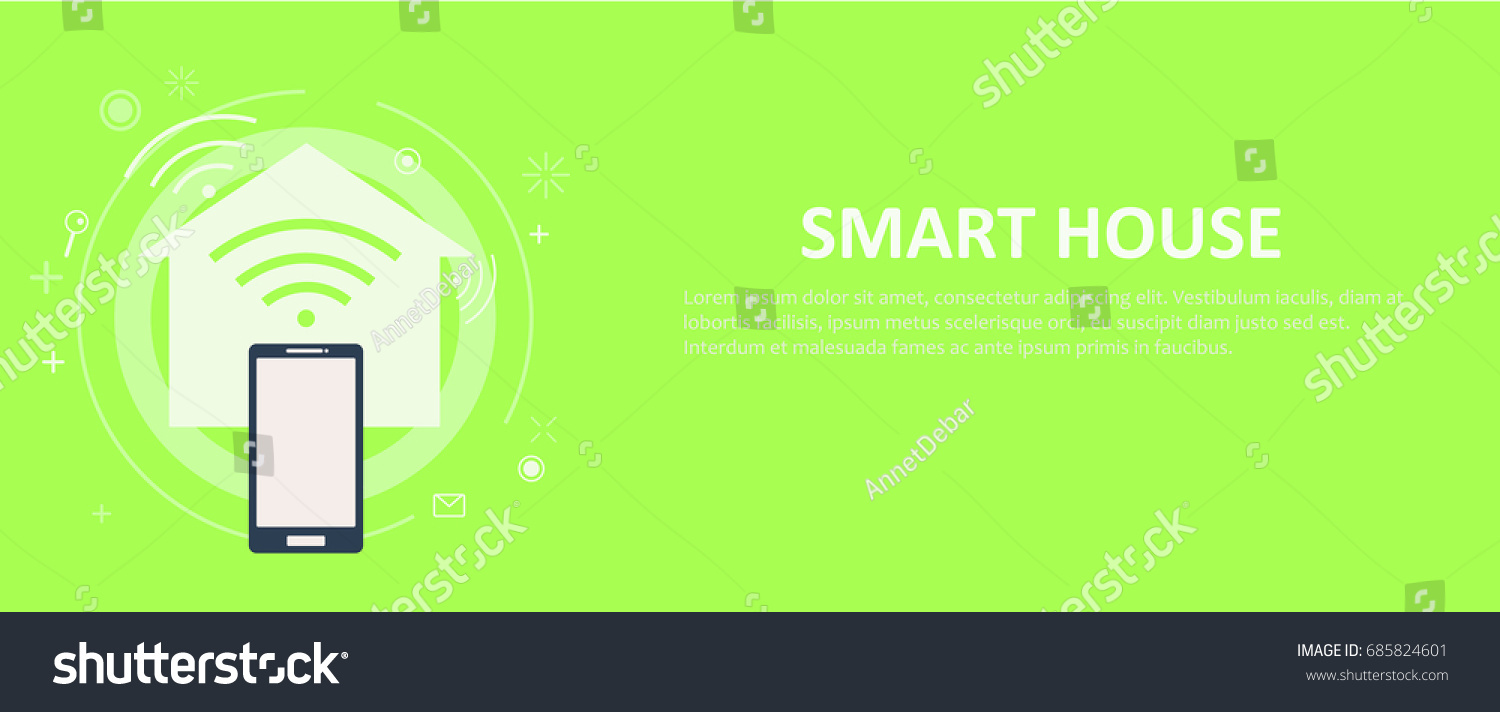 Smart House Banner Vector Flat Illustration Stock Vector (Royalty Free ...
