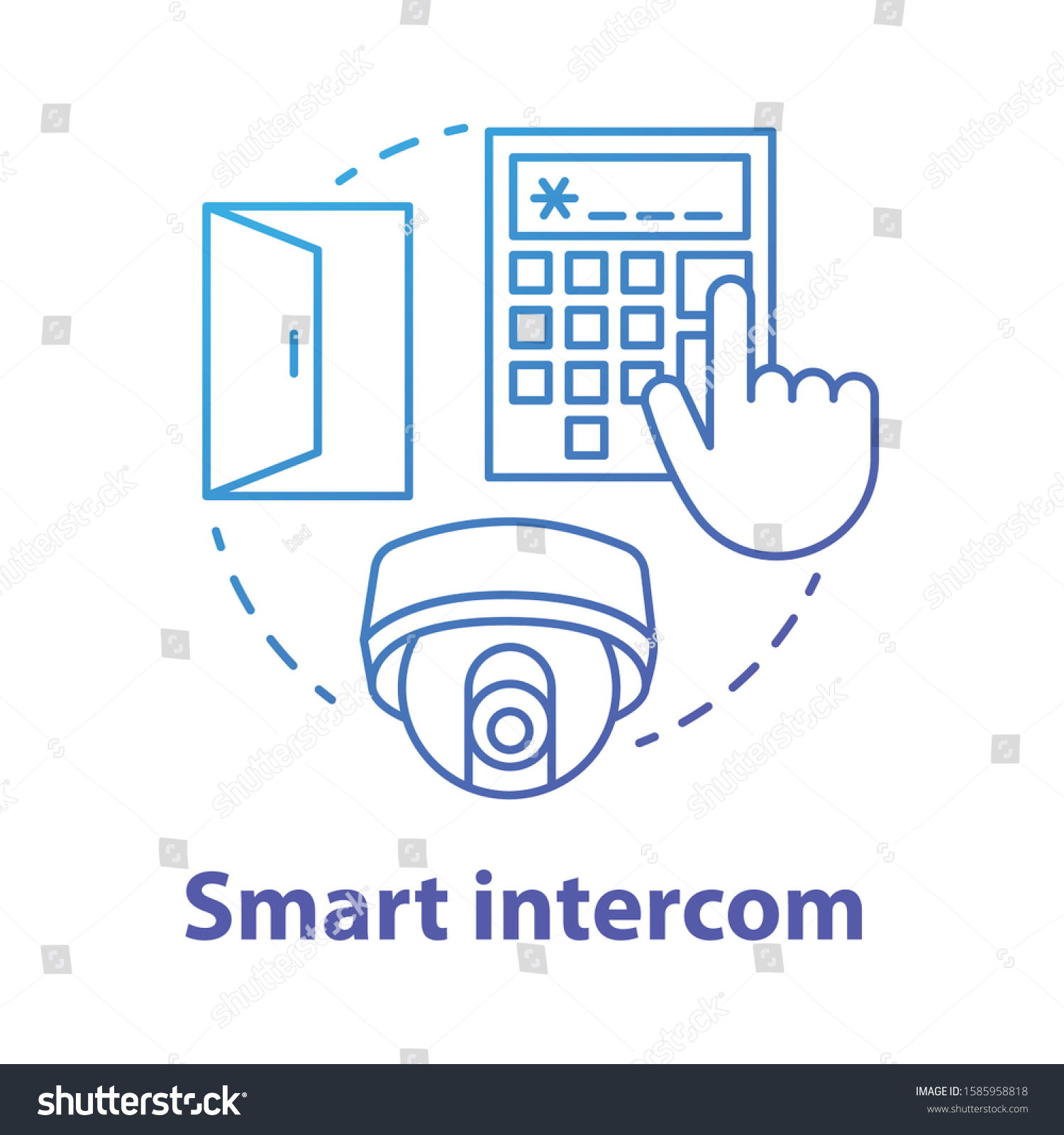 Smart Intercom Blue Gradient Concept Icon Stock Vector (Royalty Free ...
