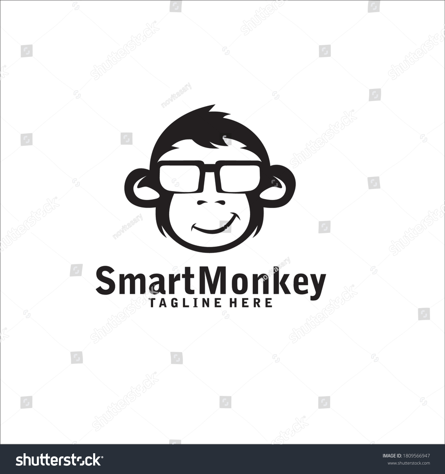 Smart Monkey Logo Design Icon Silhouette 库存矢量图（免版税）1809566947 ...