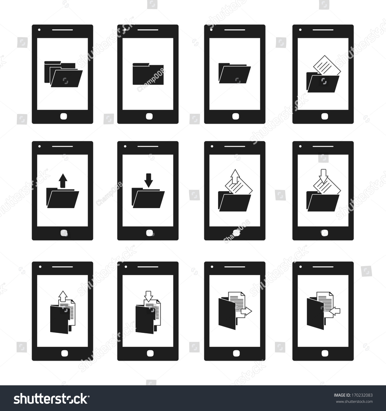 Smart Phone Folder Icon On Screen Stock Vector (Royalty Free) 170232083