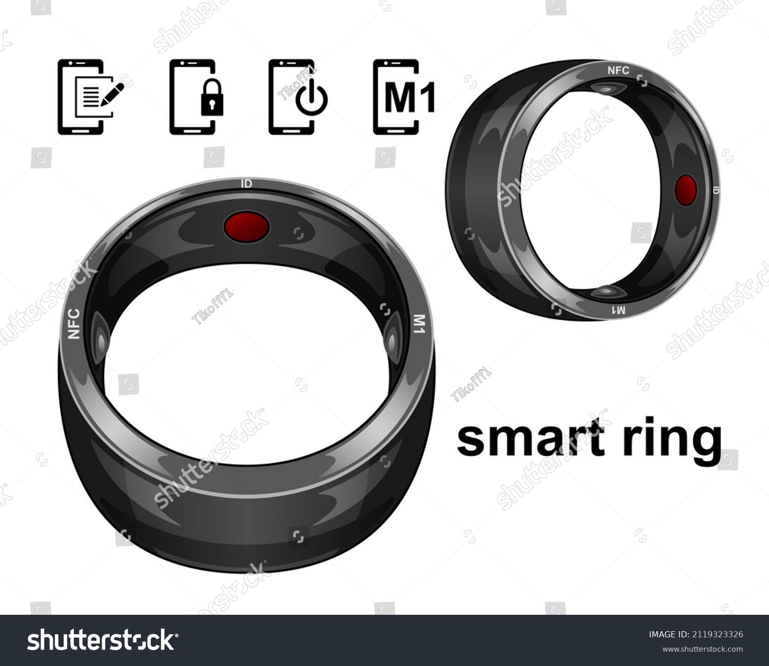 Smart Ring Realistic Isolated White Background Stock Vector (Royalty ...