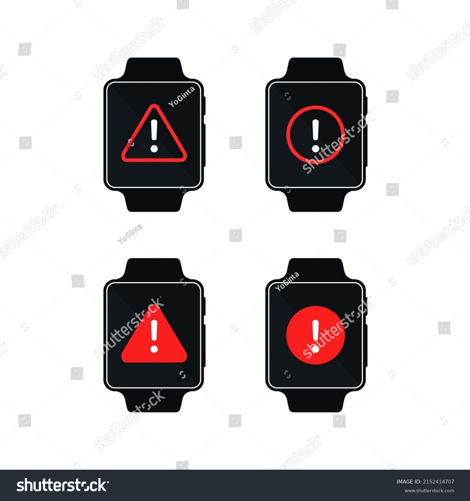 Smart Watch Alert Warning Notification Vector Stock Vector (Royalty ...
